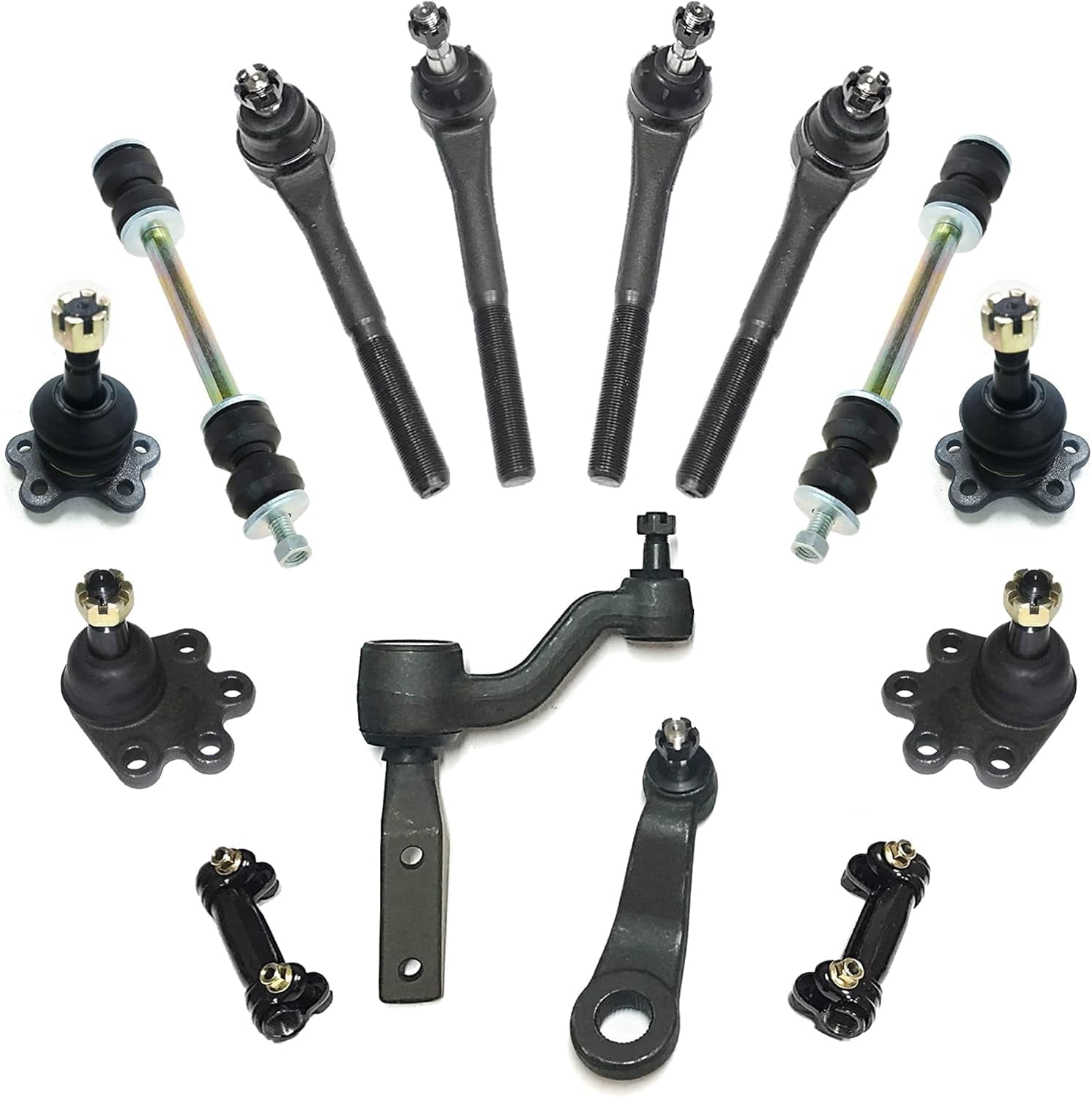 14 Pc Suspension kit Upper & Lower Ball Joint, Sway Bar Links, Tie Rod ...