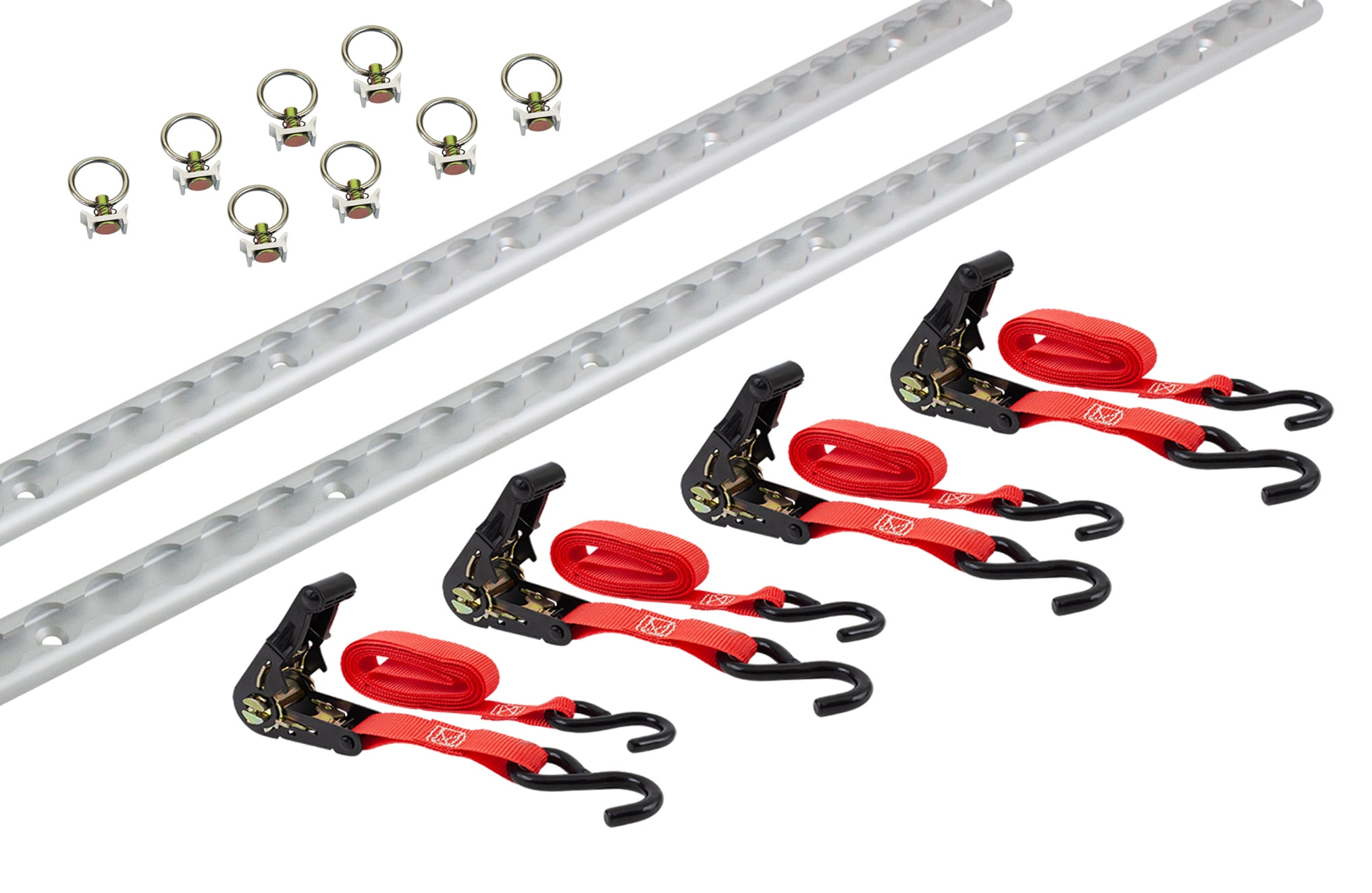 14 Pc Tie Down Kit - 2 L-Track Aluminum, 8 L-Track Stud with Stainless ...