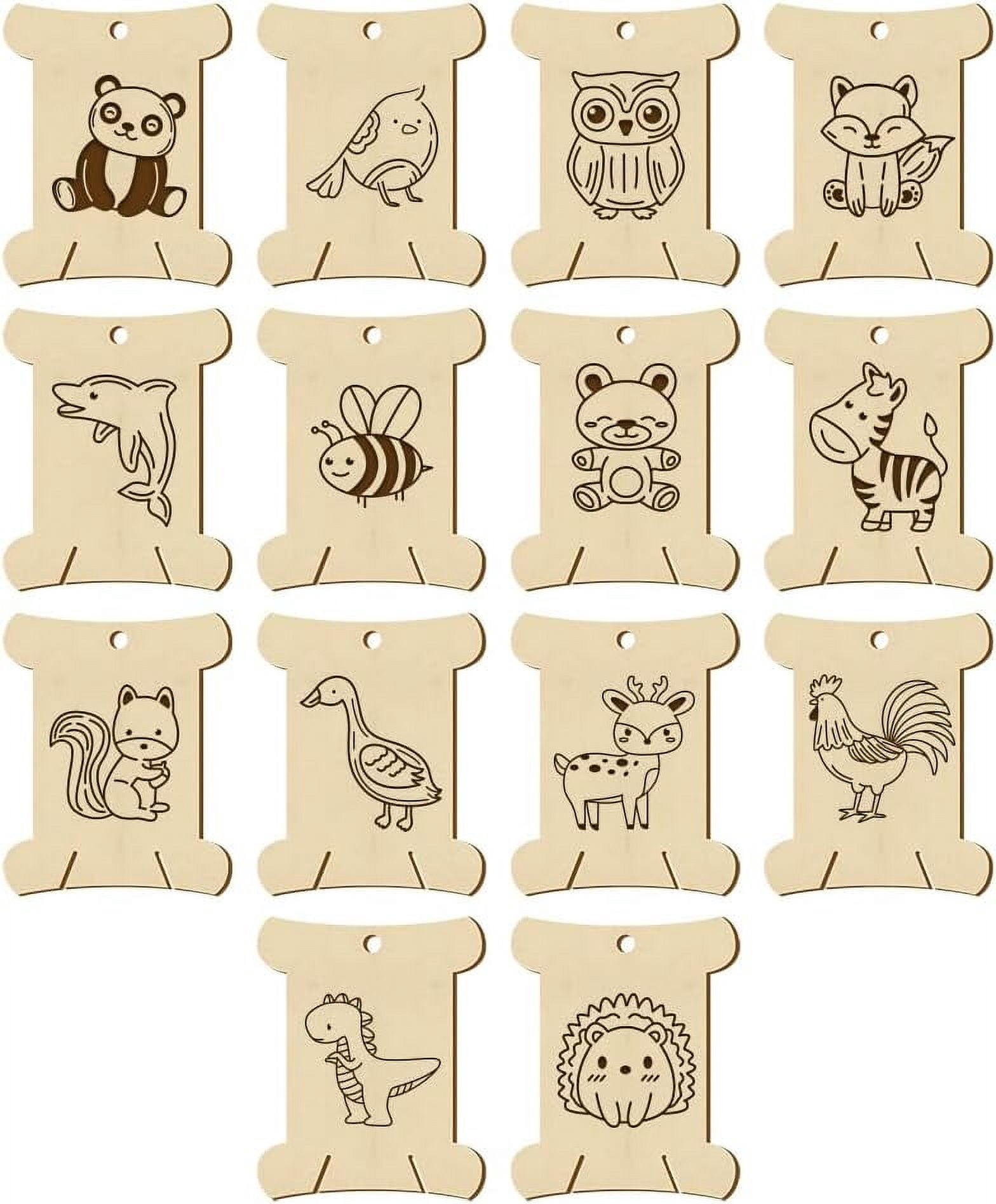 14 Pcs 14 Styles Wooden Thread Winding Boards 2.48x1.98 Inch Wood Floss ...