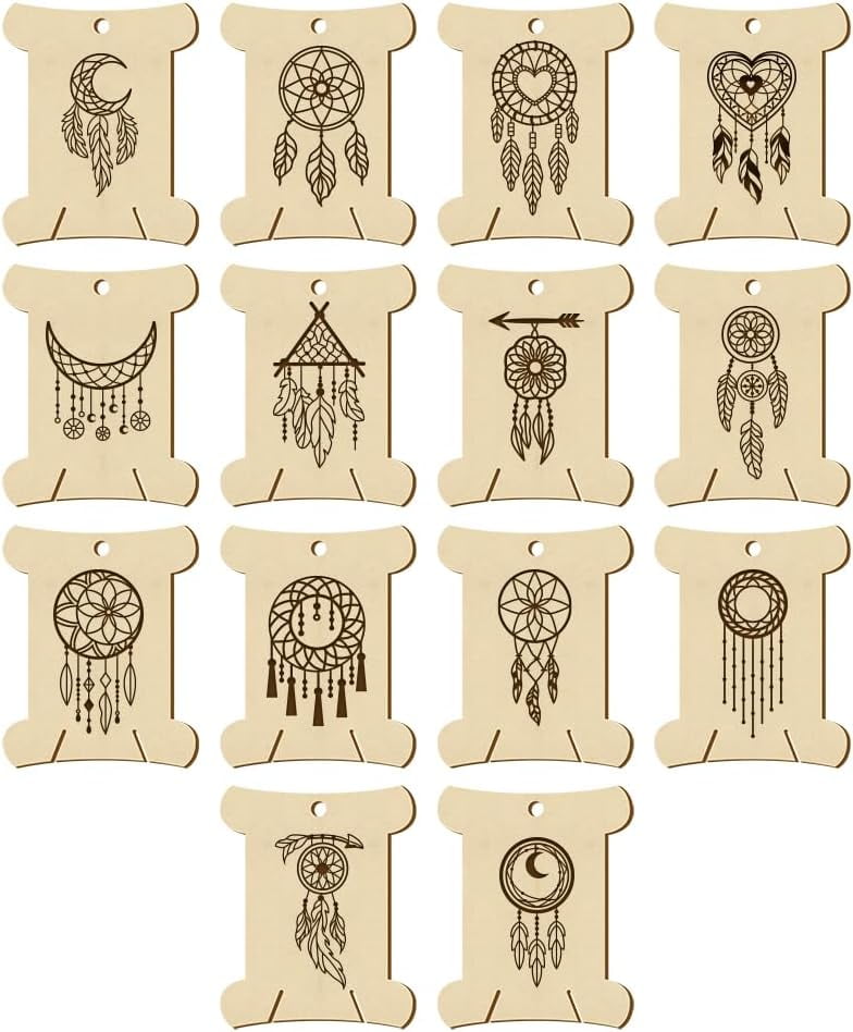 14 Pcs 14 Styles Wooden Thread Winding Boards 2.48x1.98x0.12 Inch ...