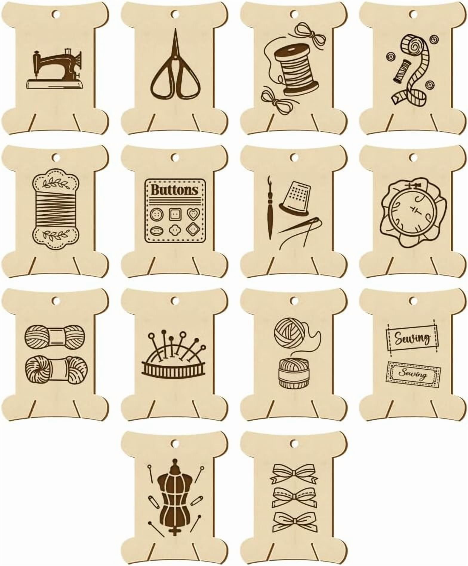 14 Pcs 14 Styles Wooden Thread Winding Boards 2.48x1.98x0.12 Inch Wood ...