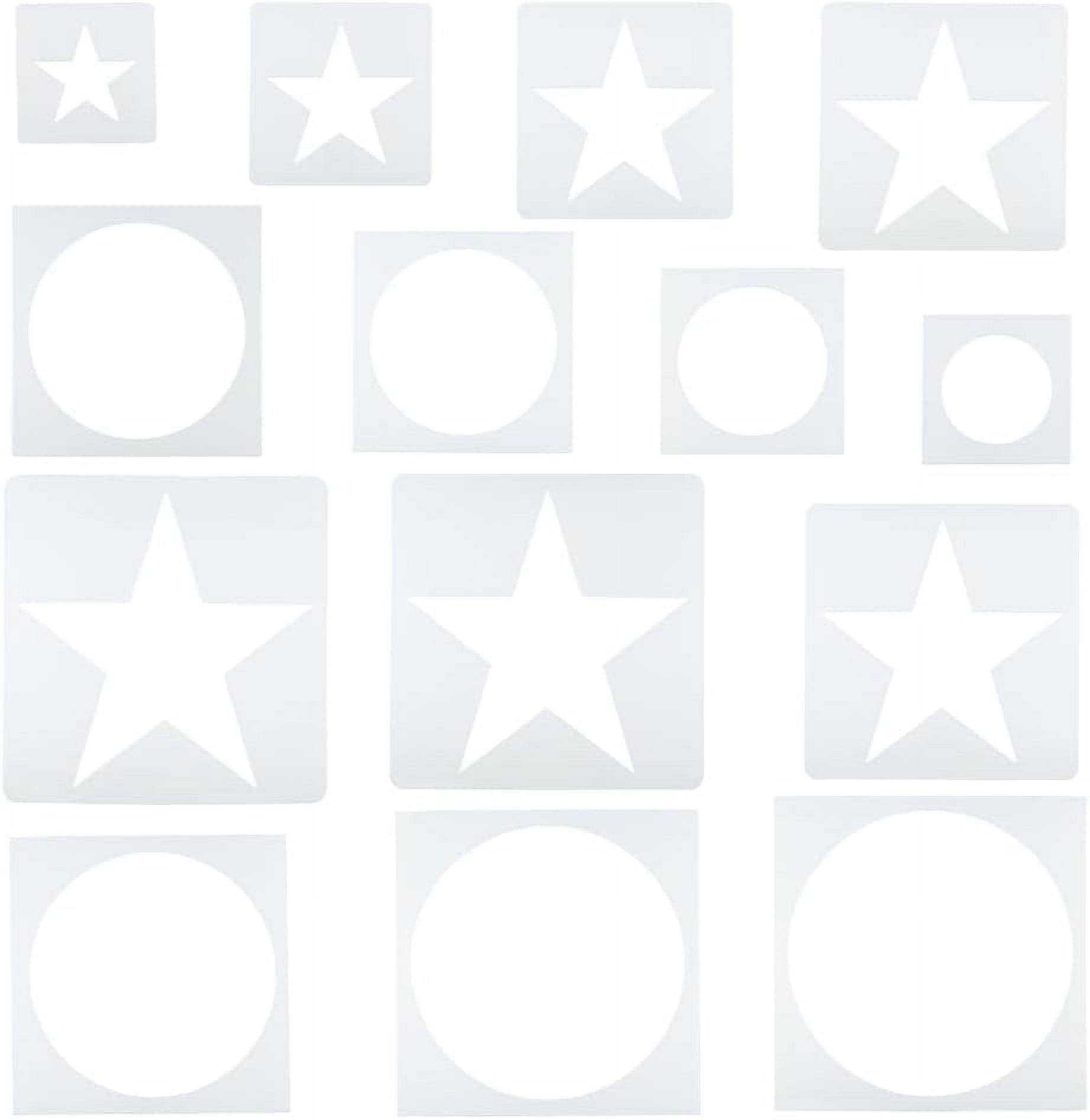 14 Pcs 2 Styles Painting Stencils 7 Sizes Plastic 5 Point Star and ...