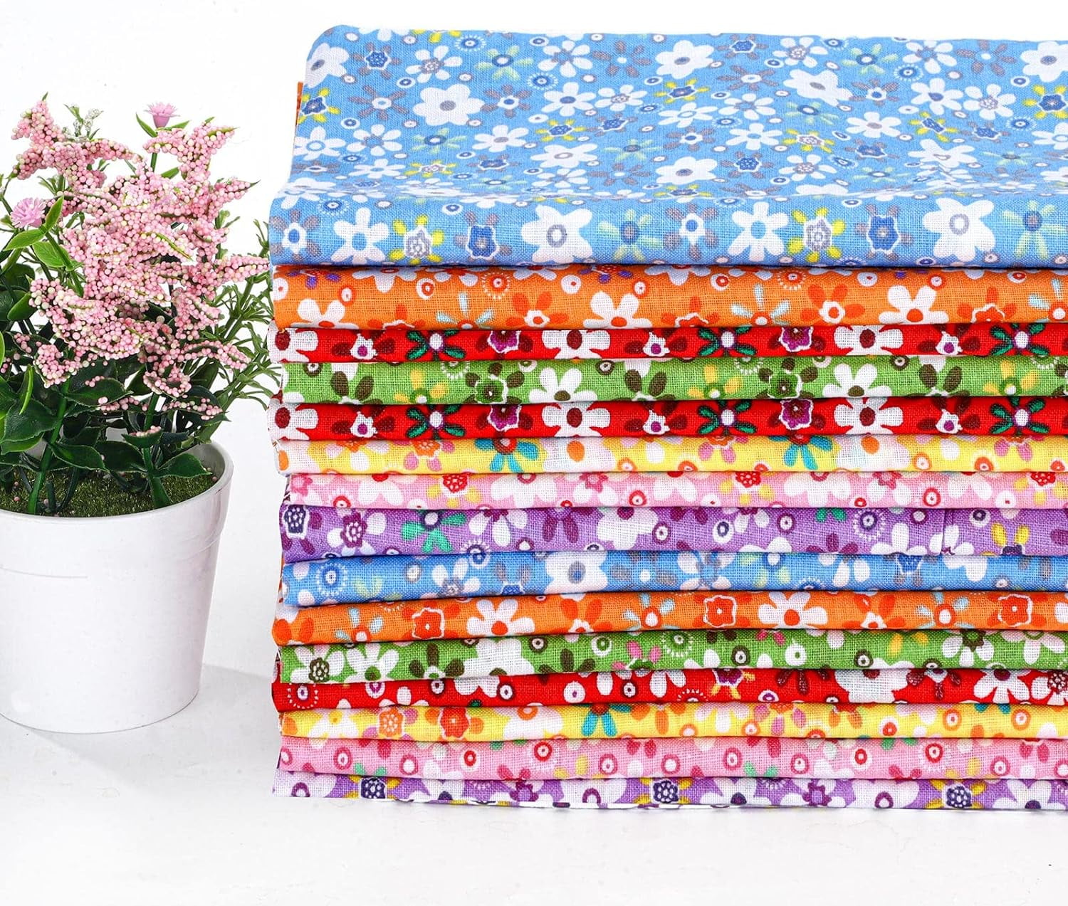 14 Pcs 20 x 20 Inch Cotton Fabric Square Quilting Patchwork Fabric Fat ...