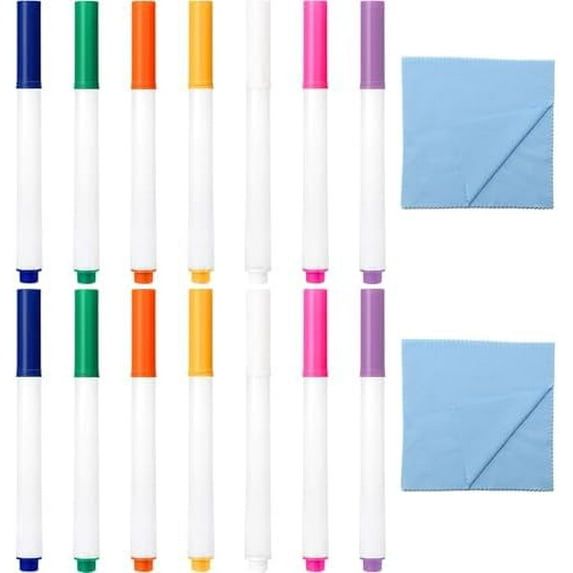 14 Pcs 4.1 Inch 7 Colors Mini Neon Dry Wet Erase Markers, Acrylic Board ...