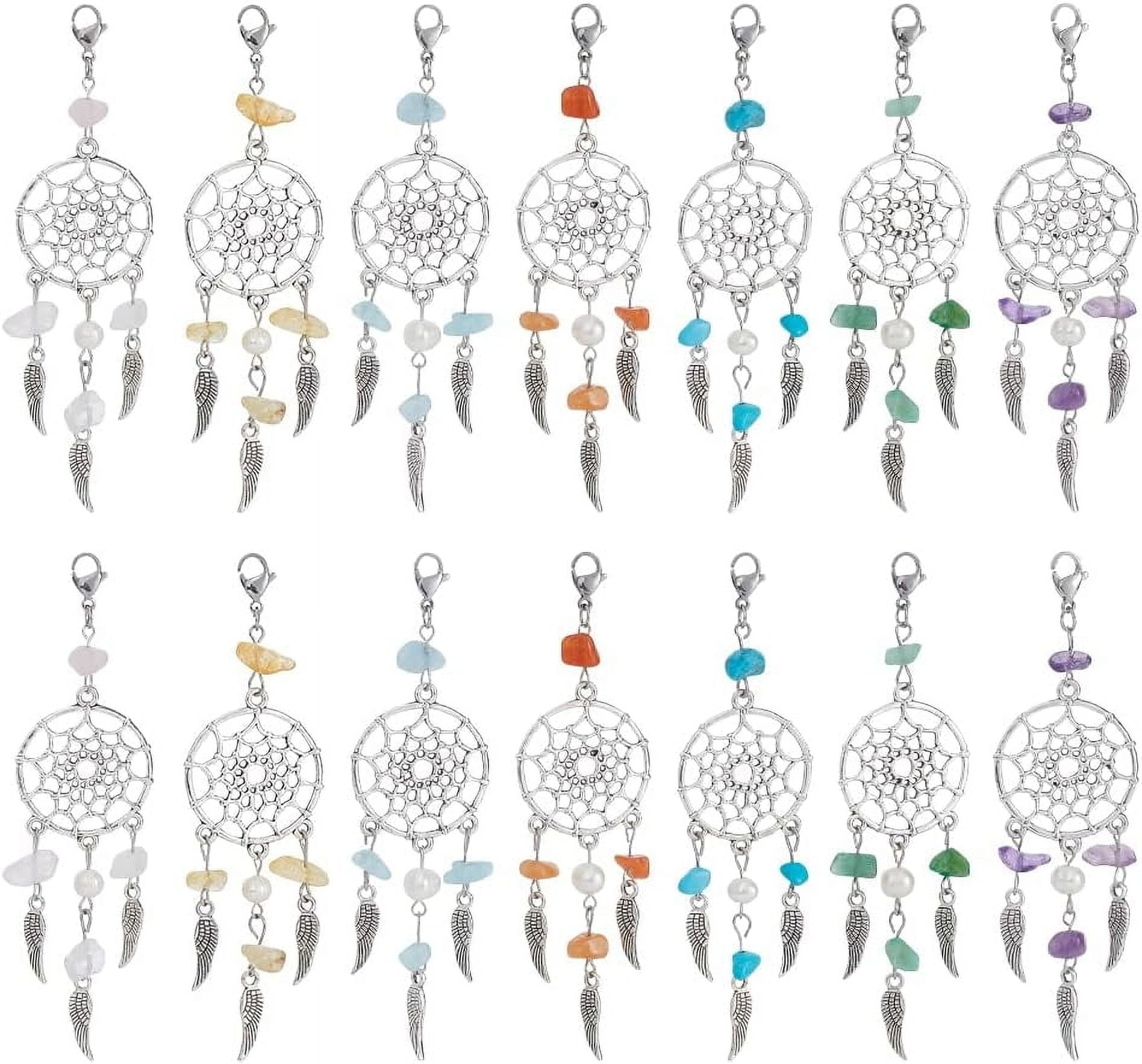 14 Pcs 7 Styles Dreamcatcher Charms Mixed Goldstone Beads Dream Catcher ...