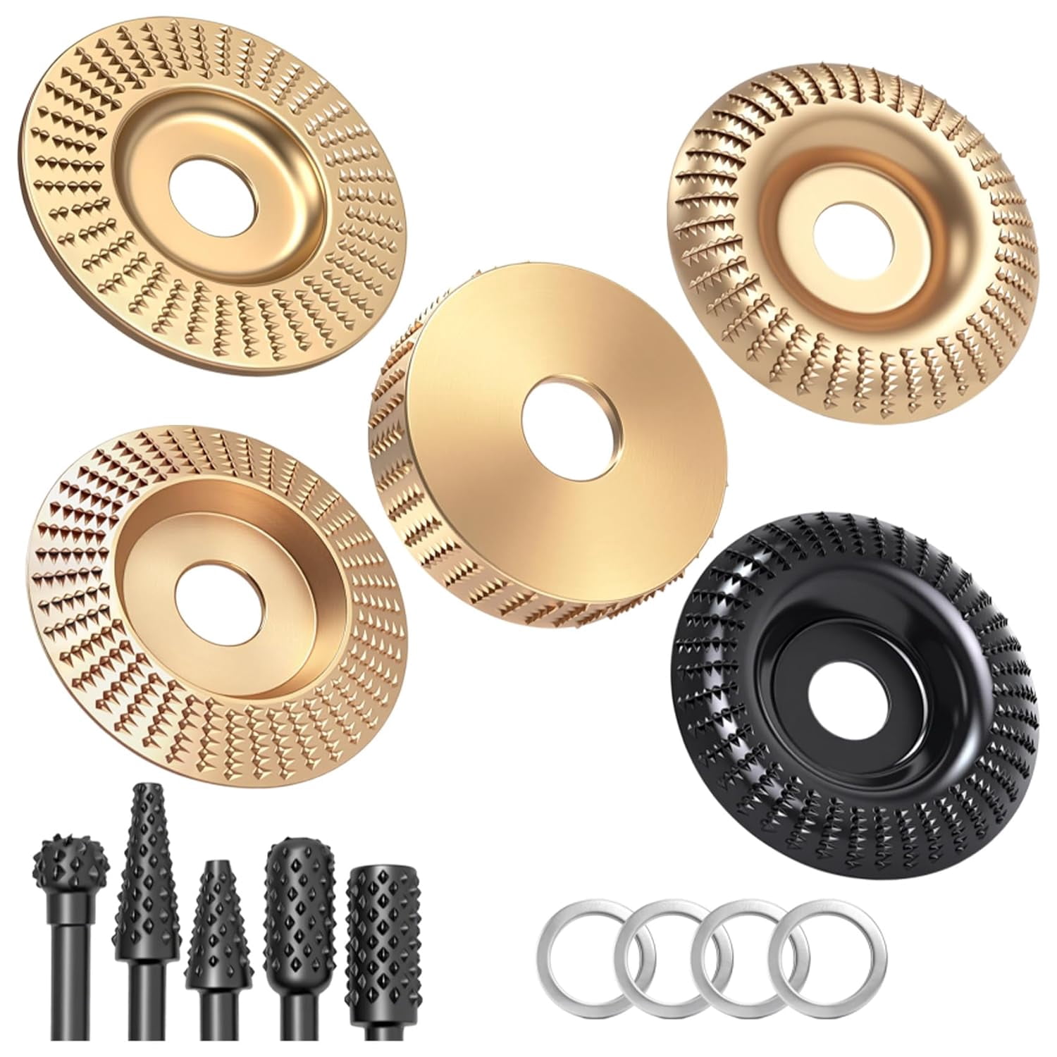14 Pcs Angle Grinder Wood Carving Discs Wood Grinding Wheel for 4" or 4 ...