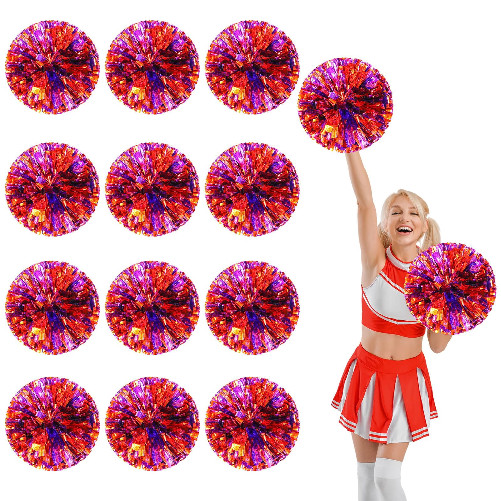 14 Pcs Cheerleading Pom Poms, Cheerleader Pompoms with Four Finger ...