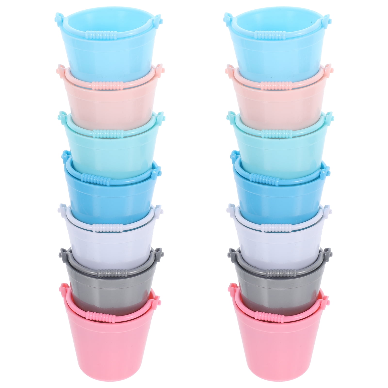 14 Pcs Childrens Toys Models Dollhouse Beach Pails Garden Bucket Decor ...