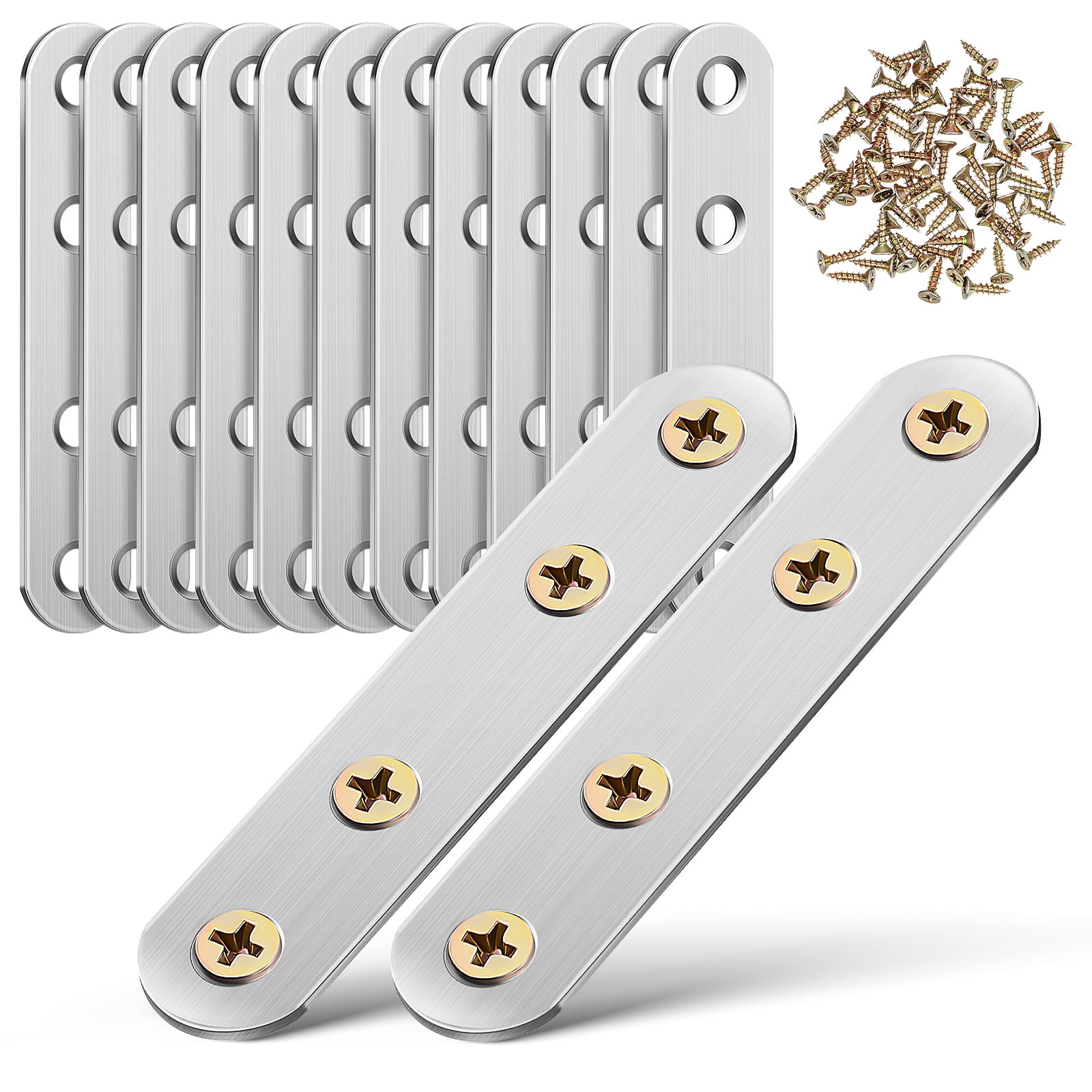 RENACLIPY 14 Pcs Metal Straight Brace Brackets for Connecting Furniture ...