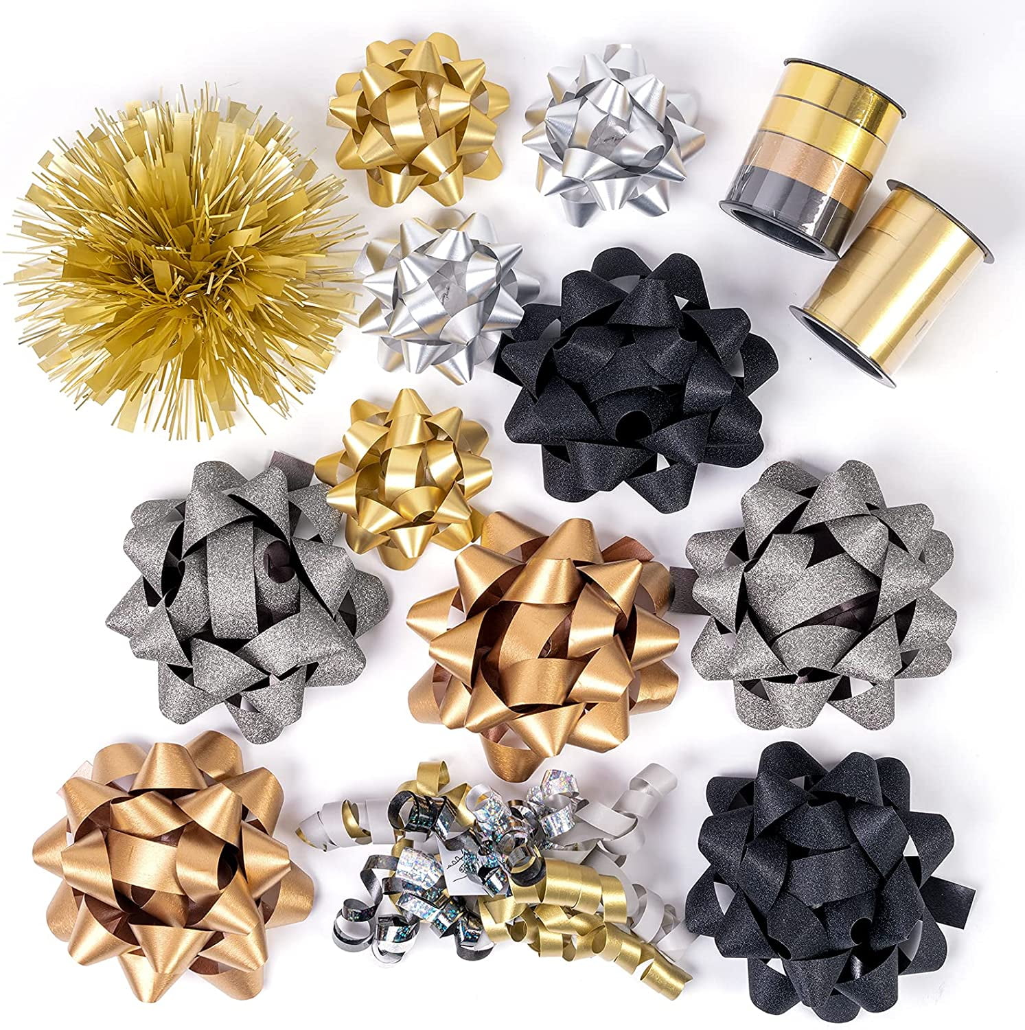 14 Pcs Gift Bows Assortment - 10 Multi Colored Assorted Size Gift Bows ...