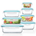 14 Pcs Glass Food Storage Containers, Meal Prep, Airtight Bento Boxes ...
