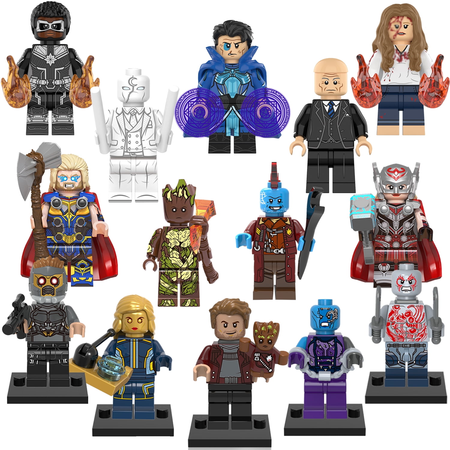 14 Pcs Guardians of the Galaxy Minifigures Moon Knight Doctor Strange ...