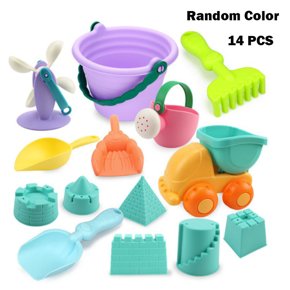14 Pcs Kids Beach Sand Toys Set Sand Water Wheel, Castle Molds, Truck ...