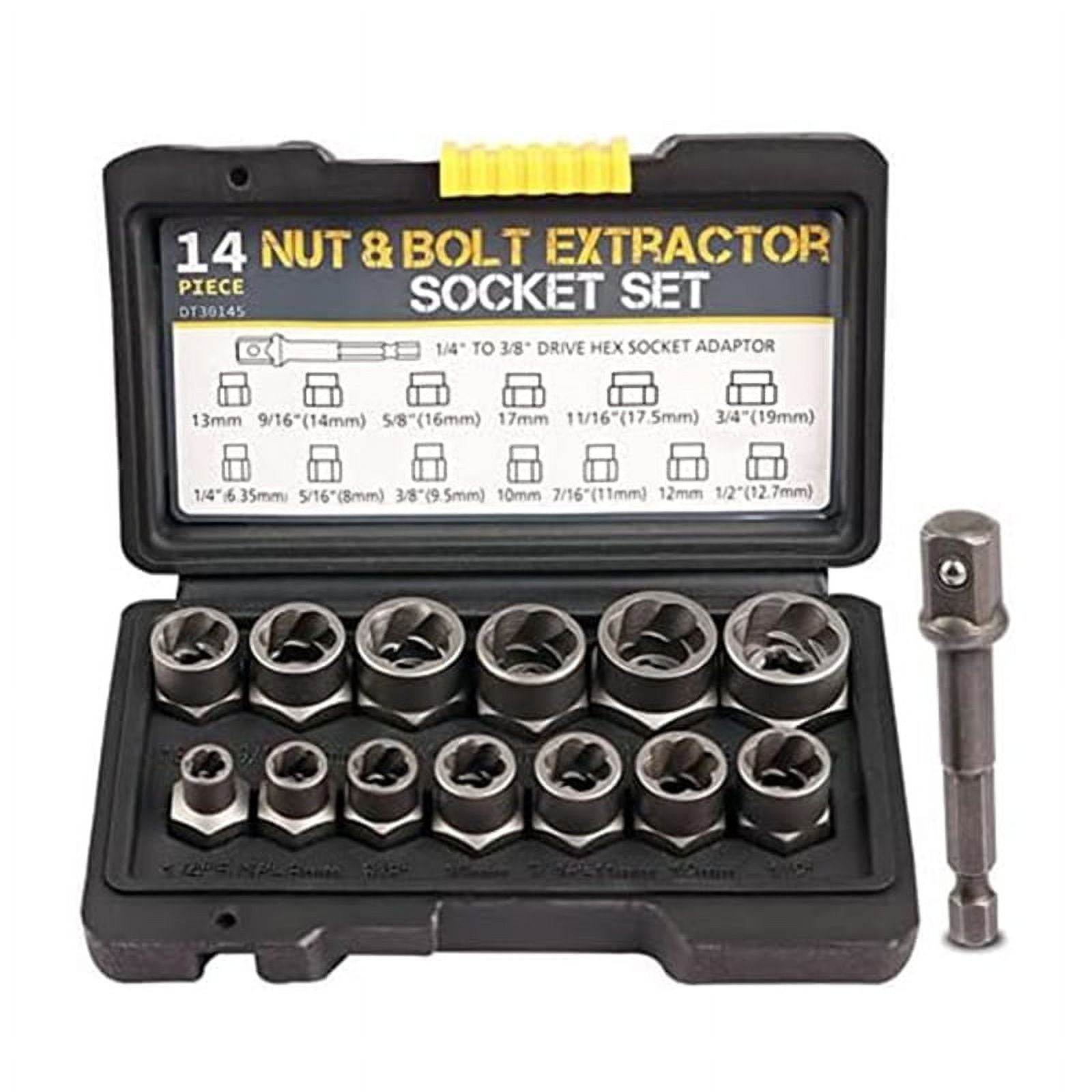 14 Pcs Lug 3/8Inch Drive Impact Bolt Nut Extractor Set, Nut Remover Kit ...