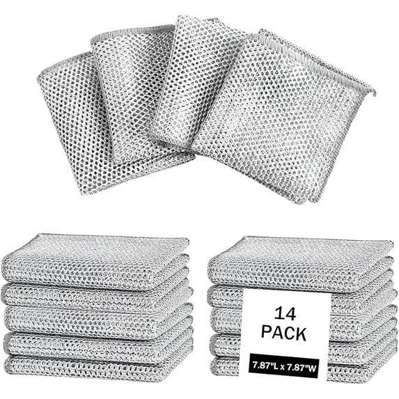 14 Pcs Non Scratch Wire Dishwashing Rag, Microfiber Cleaning Cloth for ...