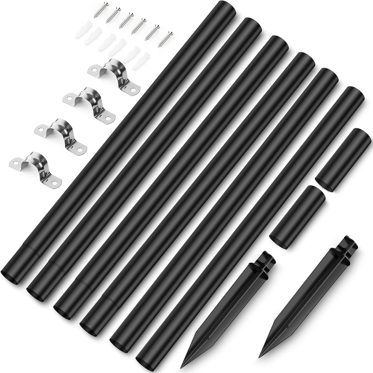 14 Pcs Path Light Steel Pole Extension with Replacement Stakes and ...