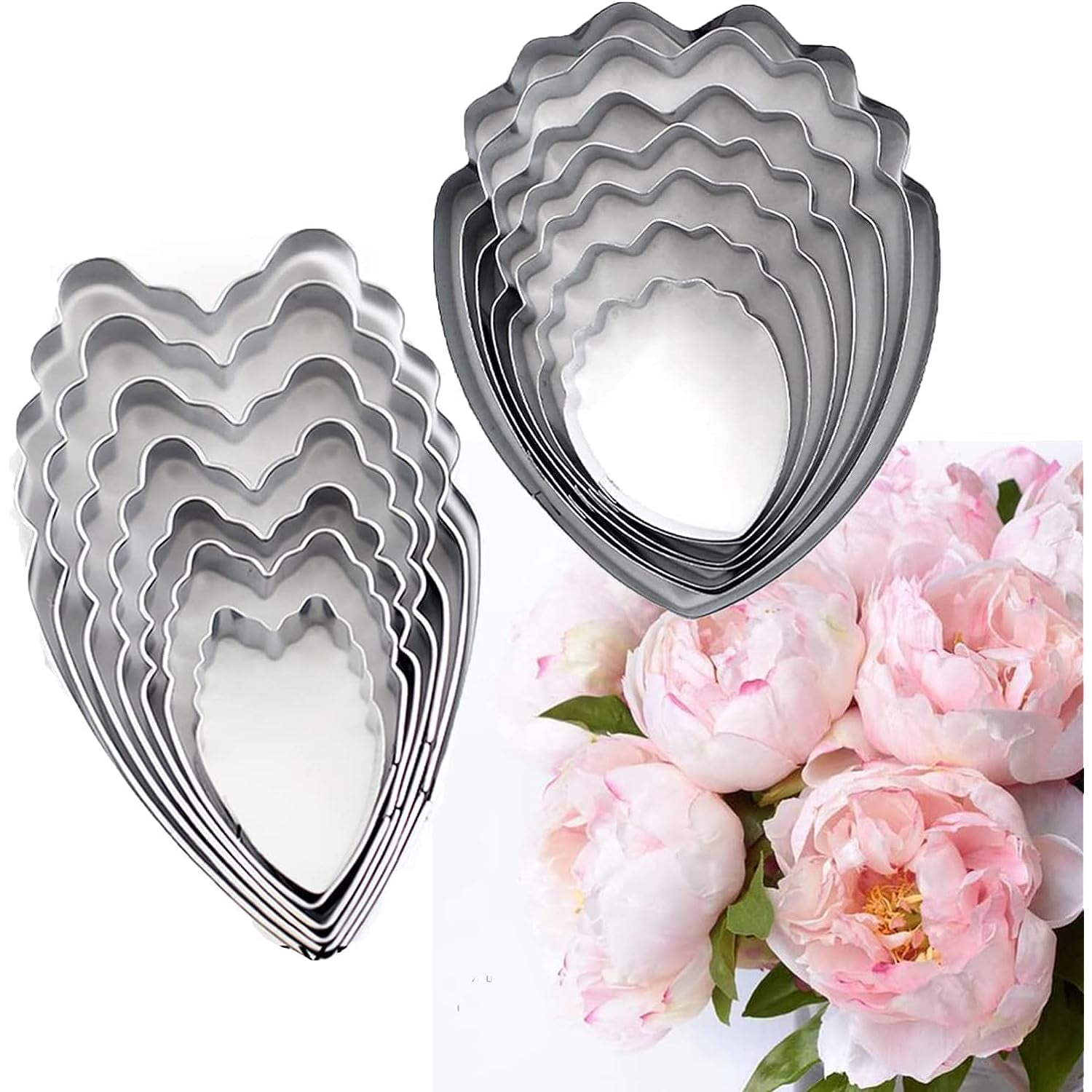 14 Pcs Peony Flower Cutters Set Stainless Steel Cookie Cutter Fondant ...