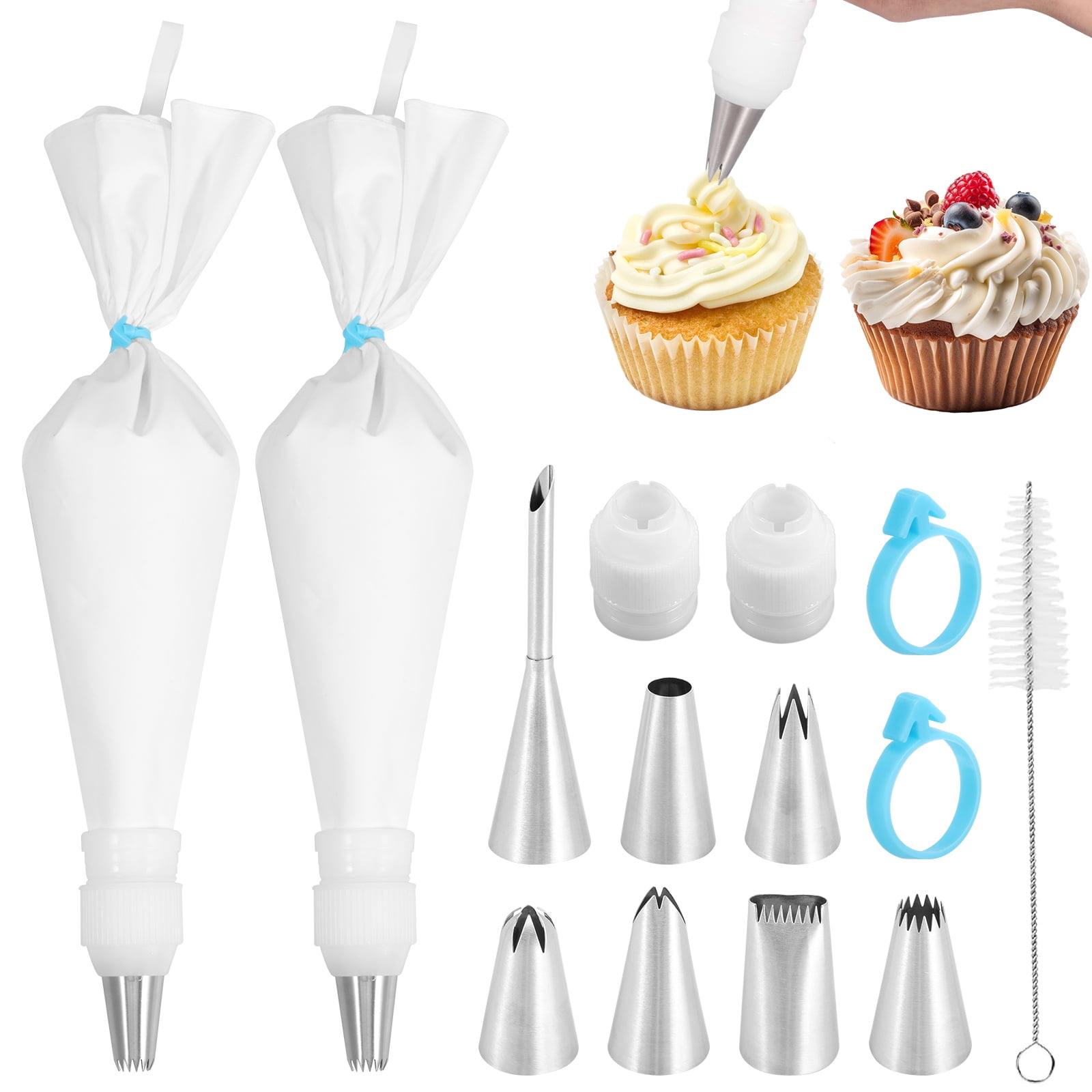 14 Pcs Piping Bags and Nozzles Set Reusable Cake Decorating Kit with ...