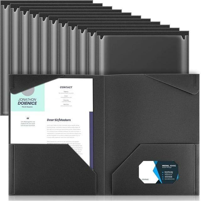 14 Pcs Plastic Folders with Clear Front Pockets Heavy Duty File Folders ...