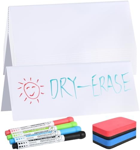 14 Pcs Reusable Dry Erase Name Tent Cards for Table with 4 Dry Erase ...