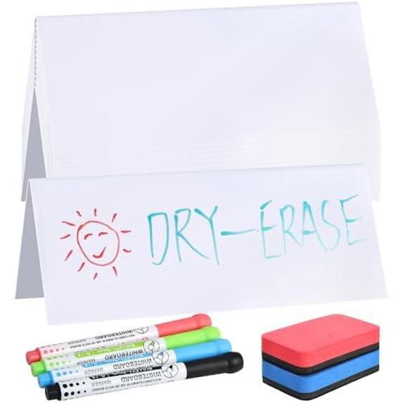14 Pcs Reusable Dry Erase Name Tent Cards for Table with 4 Dry Erase ...