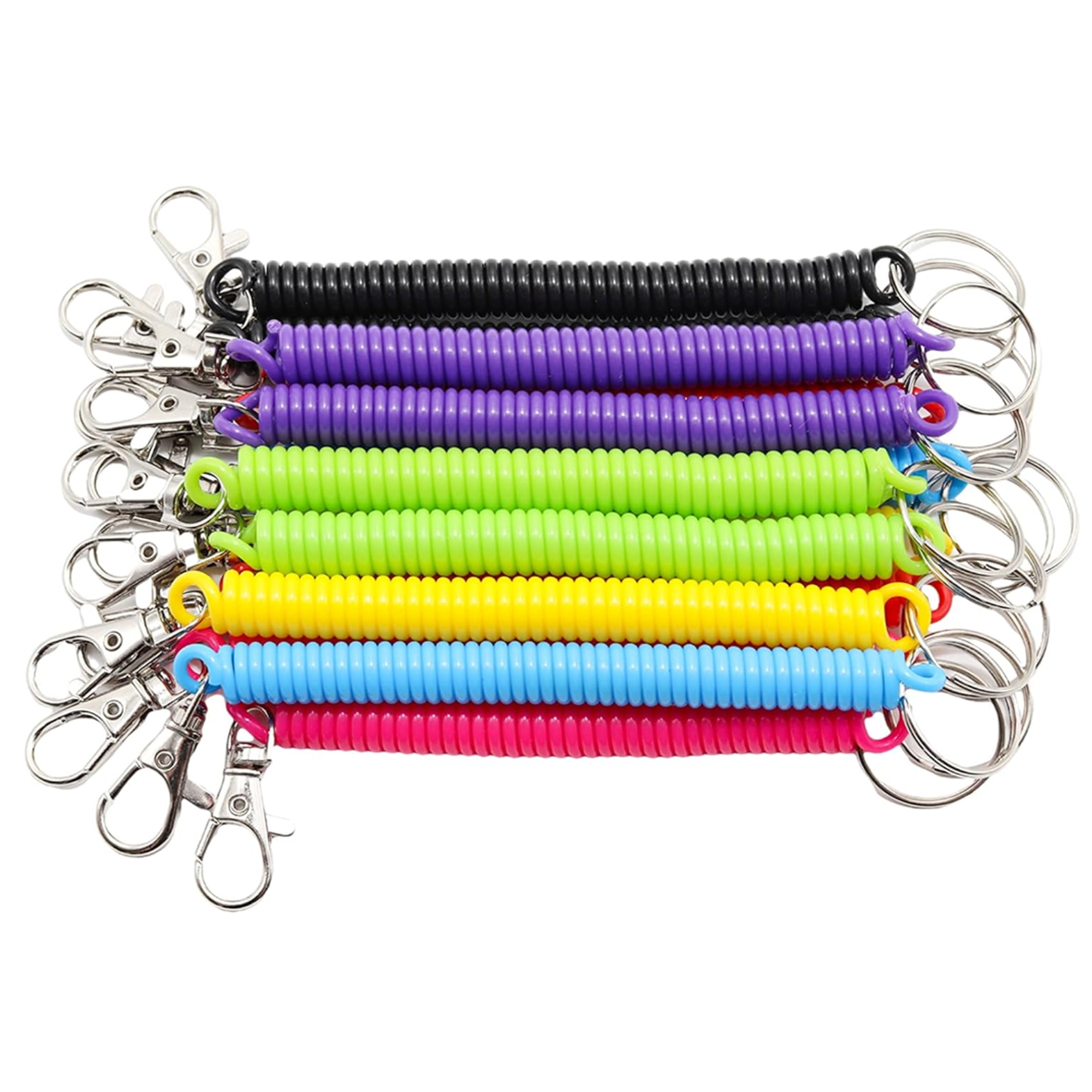 14 Pcs Spiral Retractable Coil Spring Keychain, 7 Colors Anti-Lost Coil ...