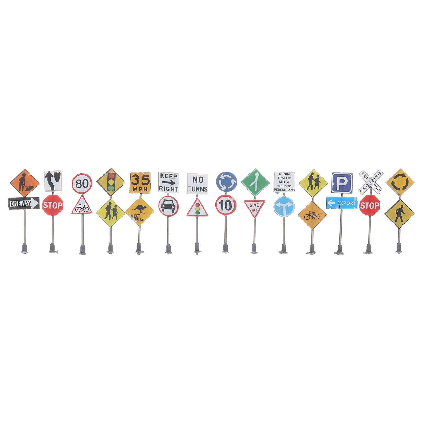 14 Pcs Traffic Light with Road Signs Micro Landscape Accessories ...
