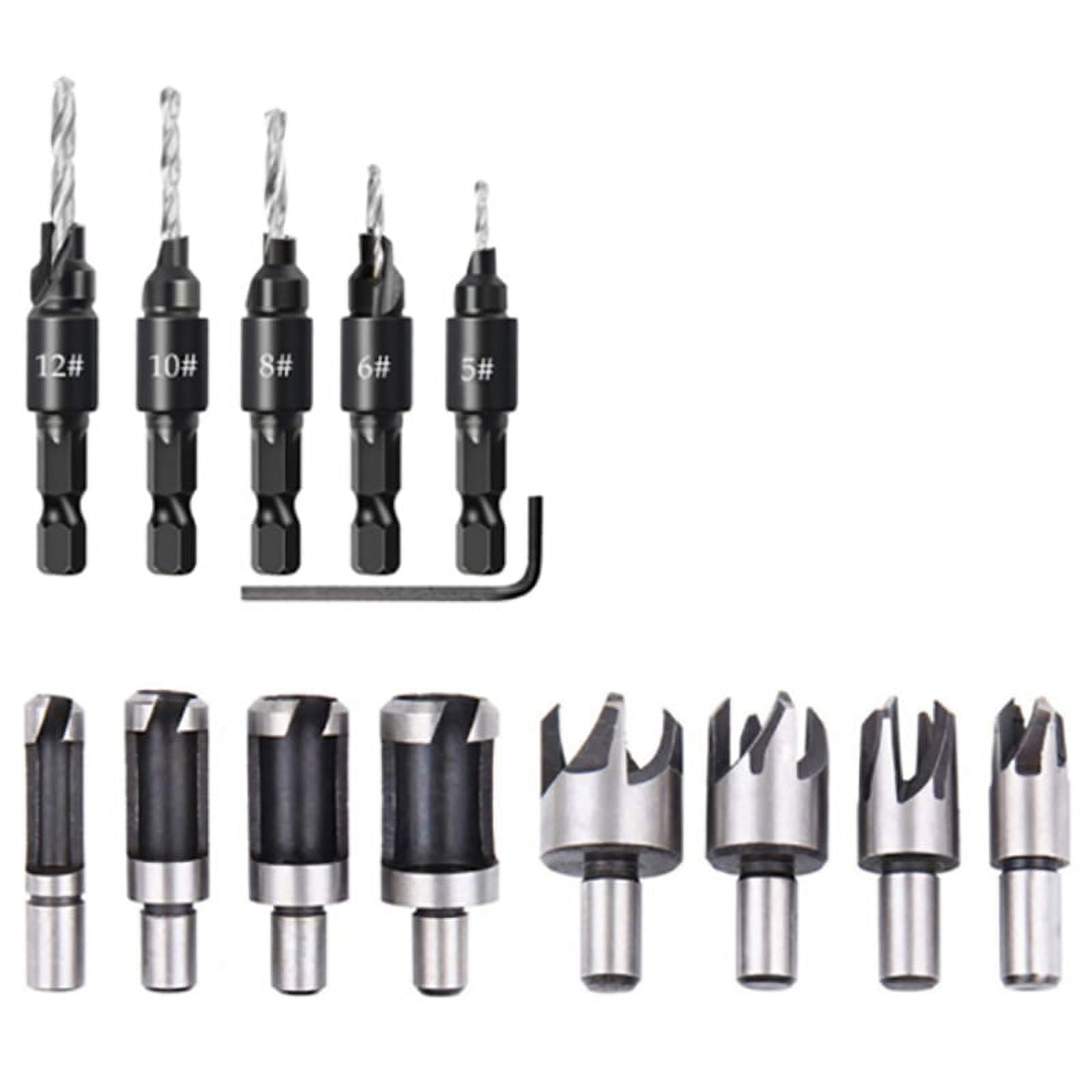 14 Pcs Wood Plug Hole Cutter Chamfered Plug Cutter Drill Bits Five-Slot ...