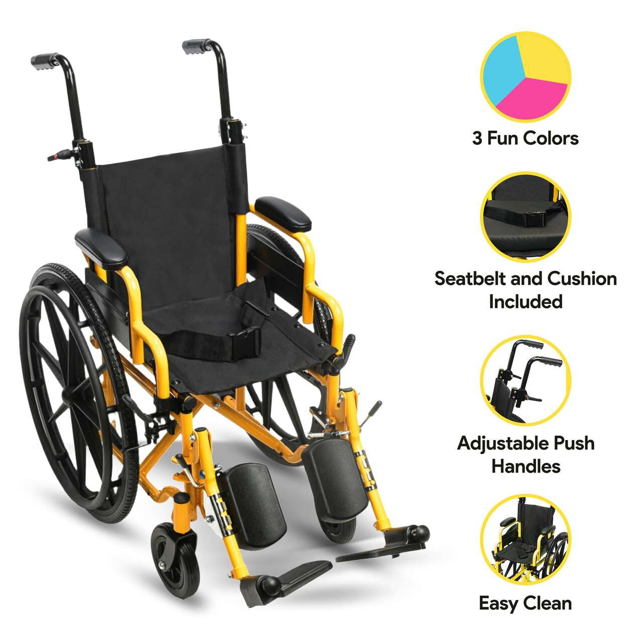 Smilez Pediatric Wheelchair Fun Lightweight Foldable Kids Wheelchair ...