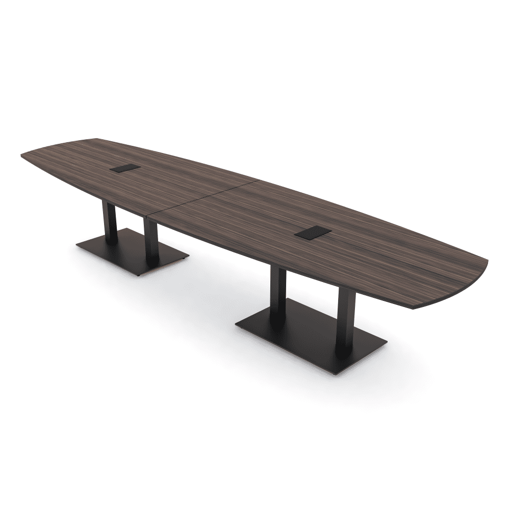 14 Person Arc Boat Modular Powered Conference Table Double Black Bases ...
