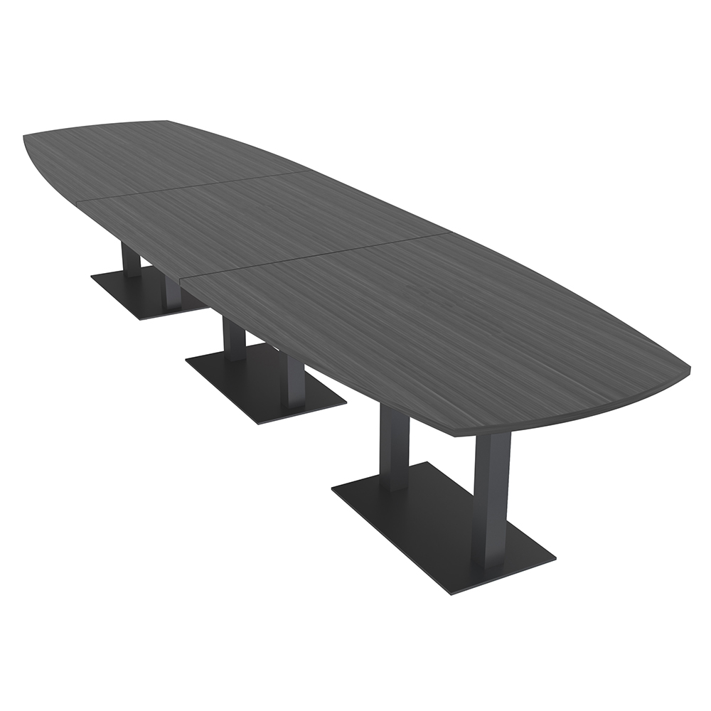 14 Person Arc Boat Modular Powered Conference Table Double Black Bases ...