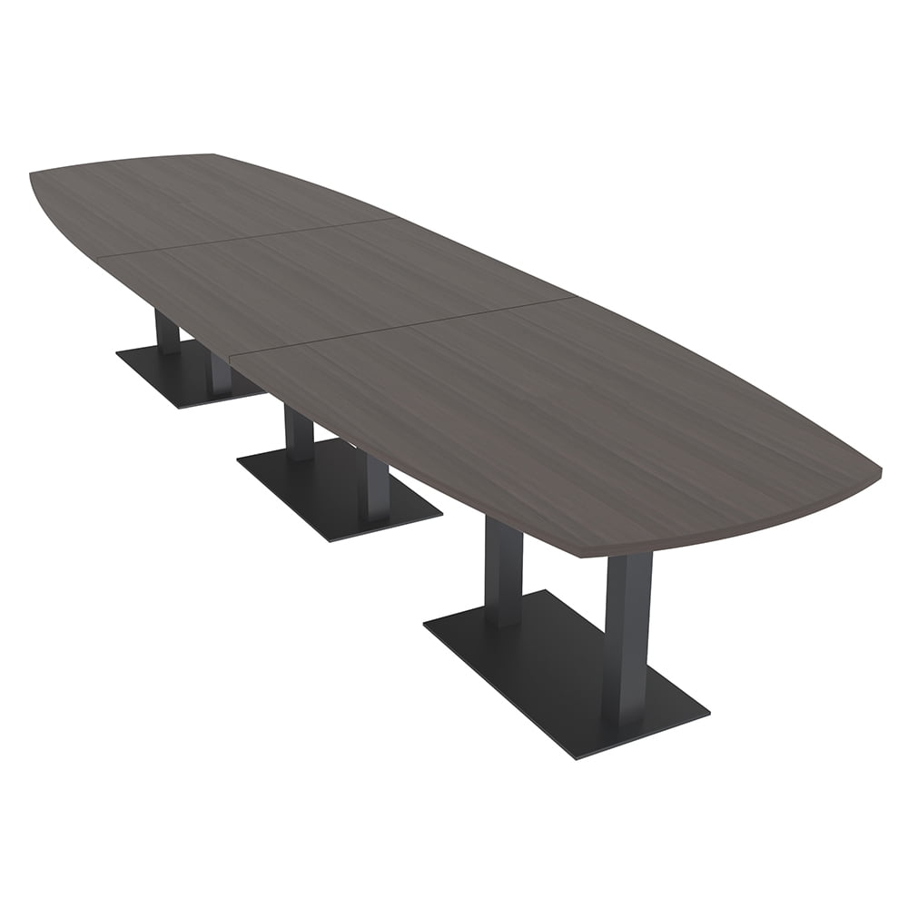 14 Person Arc Boat Modular Powered Conference Table Double Black Bases ...