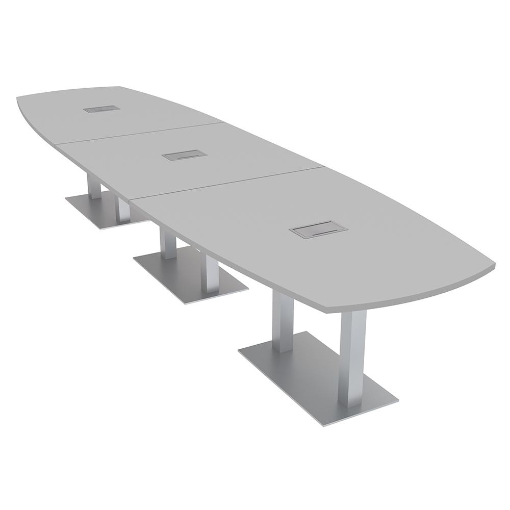14 Person Arc Boat Modular Powered Conference Table Square Metal Bases ...