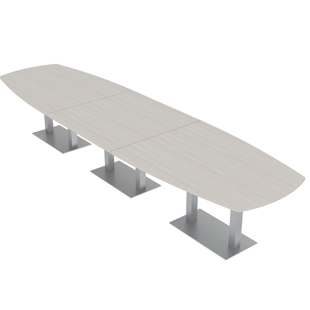 14 Person Arc Boat Modular Powered Conference Table Square Metal Bases ...