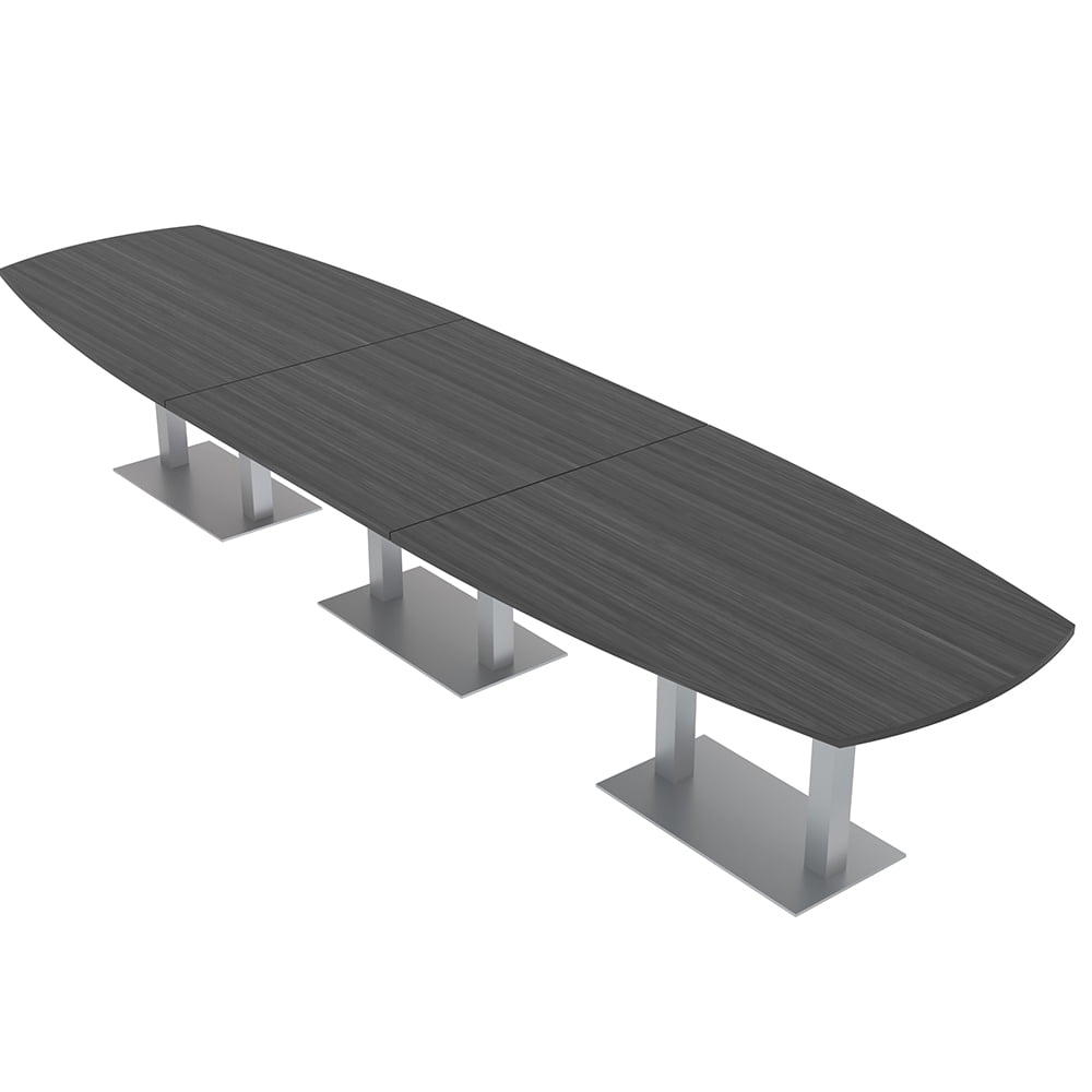 14 Person Arc Boat Modular Powered Conference Table Square Metal Bases ...