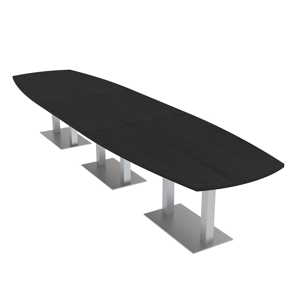 14 Person Arc Boat Modular Powered Conference Table Square Metal Bases ...