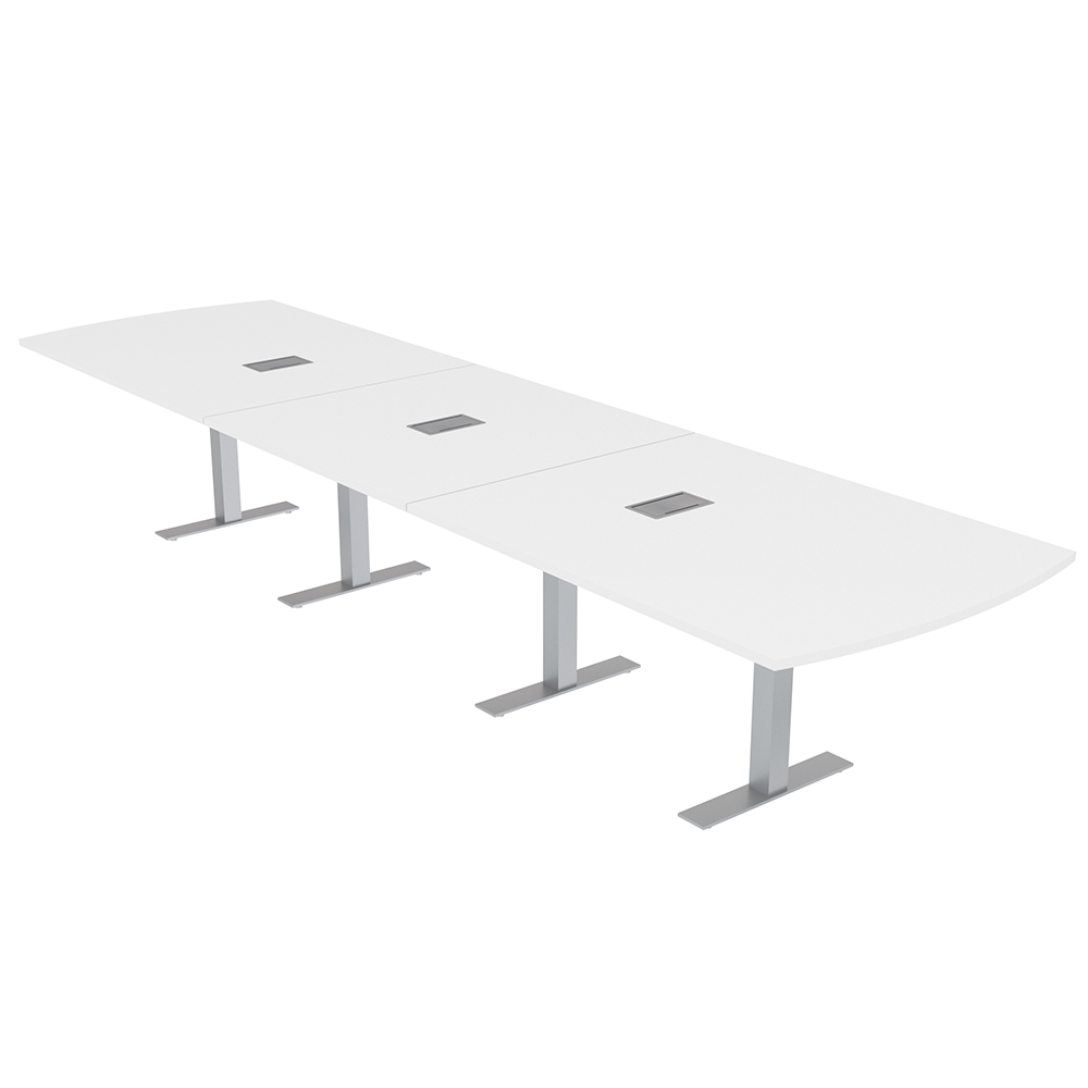14 Person Arc Rectangle Modular Conference Table w/Electric T-Bases ...