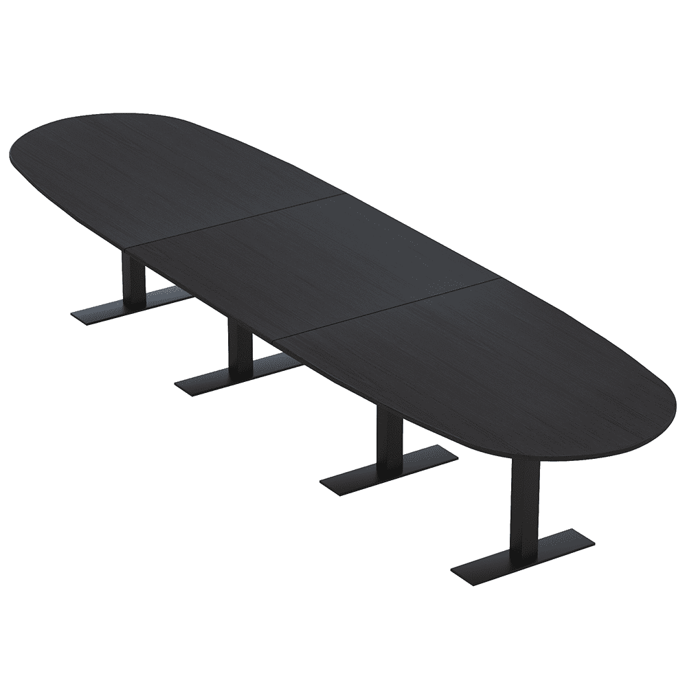 14 Person Boat Oval Conference Table With Metal T Bases Electric Units ...