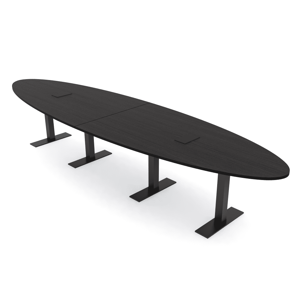 14Ft Modular Oval Conference Table With Metal T Bases Electrical Units ...
