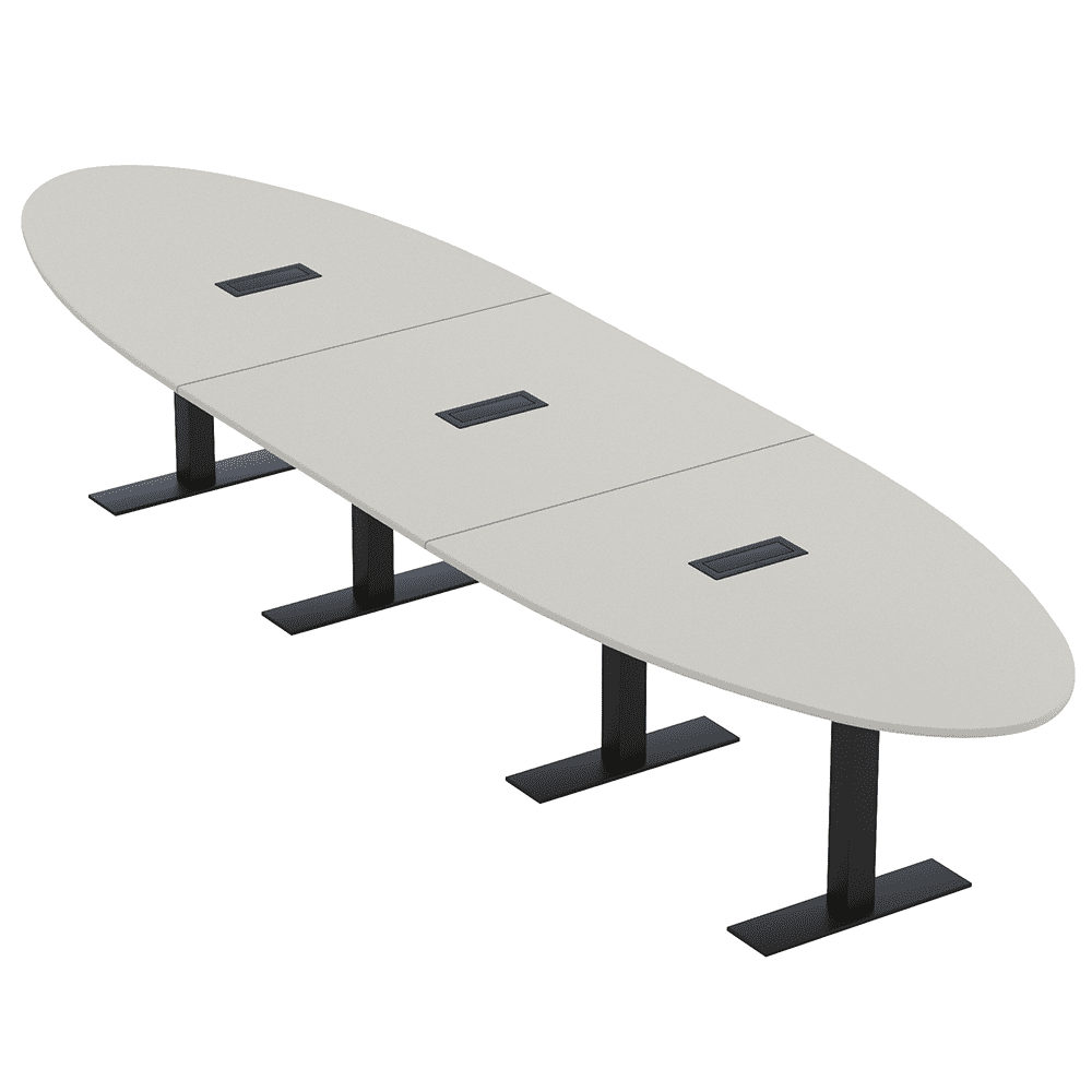 14 Person Modular Oval Conference Table Metal T Bases Electrical Units ...
