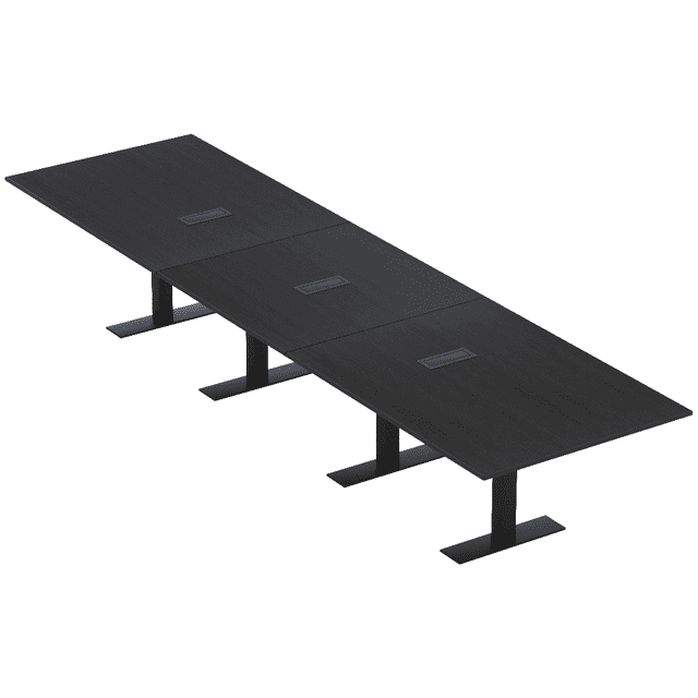 14 Person Modular Powered Rectangular Conference Table Metal T Bases ...