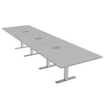 18 Person Modular Powered Rectangular Boardroom Table Metal T Bases ...
