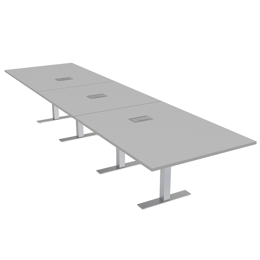 14' Rectangular Modular Conference Table Metal Bases Electric Modules ...