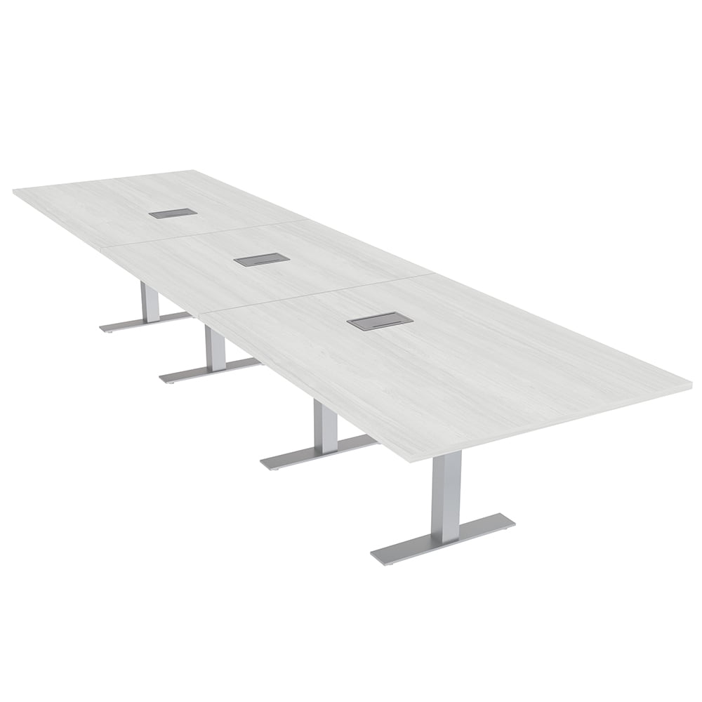 14 Person Modular Powered Rectangular Conference Table Metal T Bases ...
