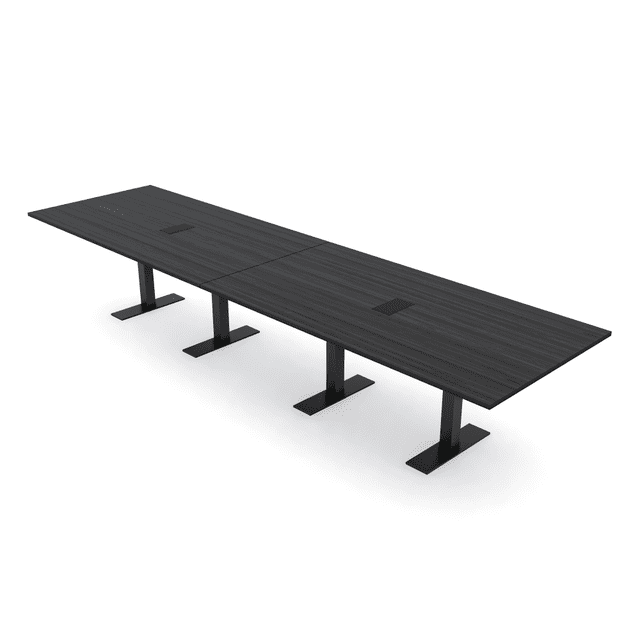 14 Person Modular Powered Rectangular Conference Table Metal T Bases ...