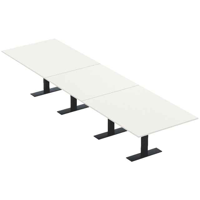 14 Person Modular Powered Rectangular Conference Table Metal T Bases ...