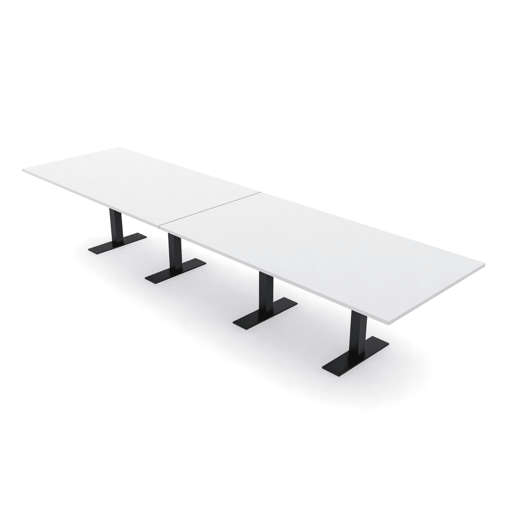 14 Person Modular Powered Rectangular Conference Table Metal T Bases ...