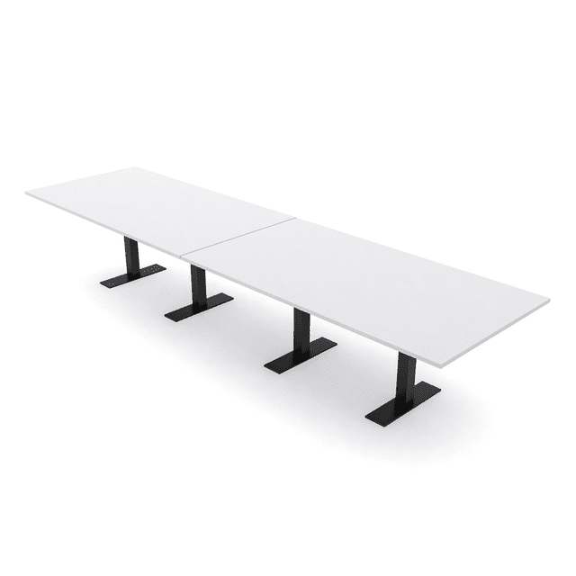 14 Person Modular Powered Rectangular Conference Table Metal T Bases ...