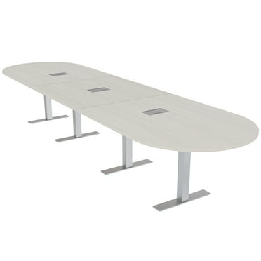 18 Person Modular Oval Conference Table Square Metal Bases Power Units ...