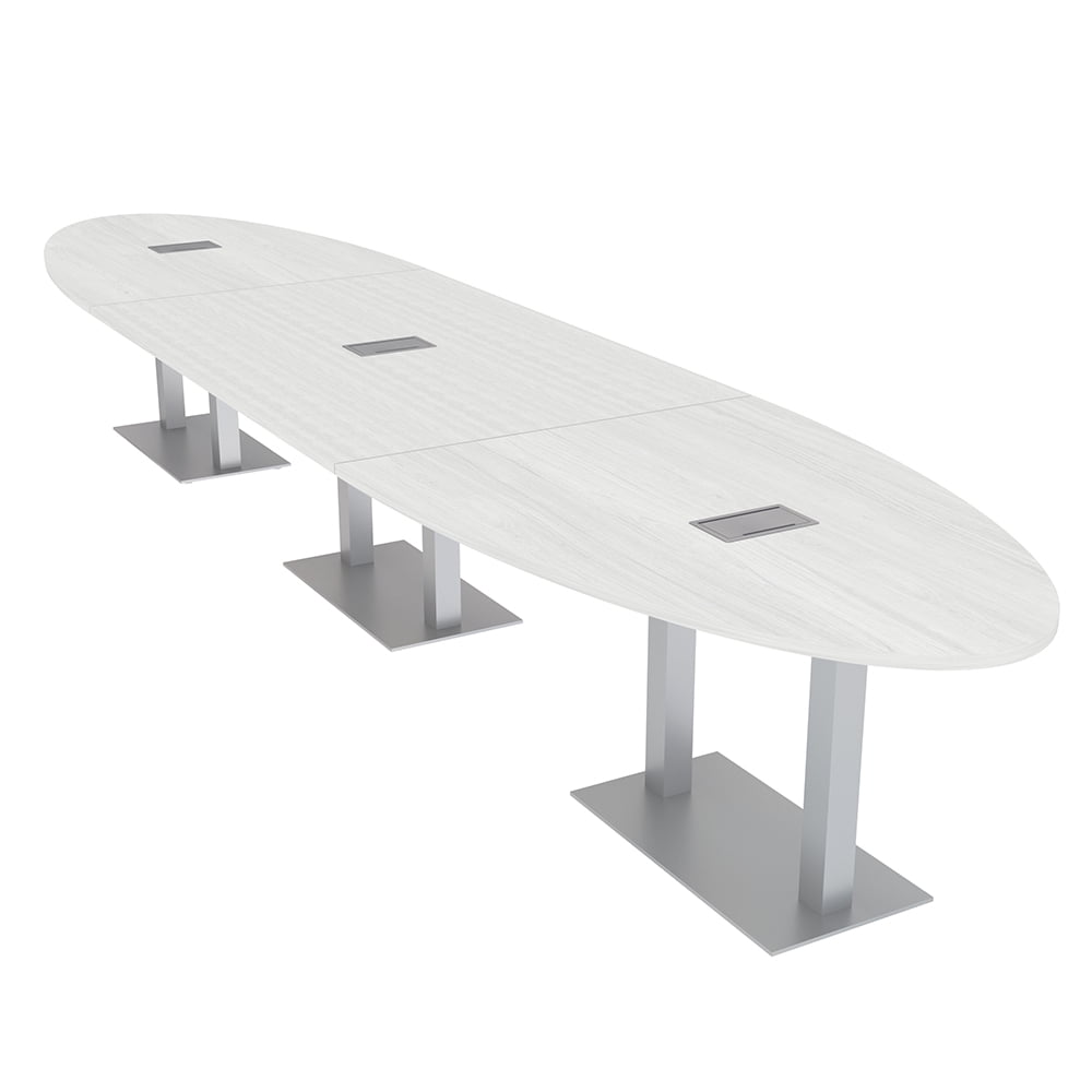 14 Person Oval Conference Table Square Metal Bases Power Modules ...